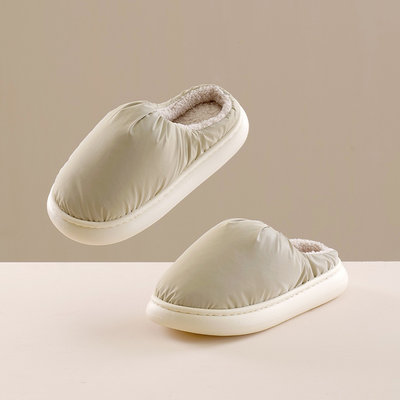 2021 New Style Pineapple Bread Warm Slippers Feather Waterproof Thermal Thick Bottom Couple Household Indoor Shoes