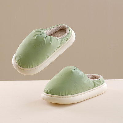 2021 New Style Pineapple Bread Warm Slippers Feather Waterproof Thermal Thick Bottom Couple Household Indoor Shoes