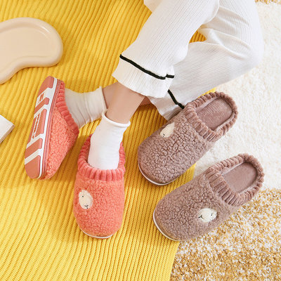 2021 New Design Cartoon Sheep slippers Couple Autumn Winter Warm Hard-Wearing Non-Slip Home Indoor Shoes
