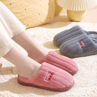 2021 Winter New Design Imitation Rabbit Fur Warm Hard-Wearing Women House Indoor Shoes female fur slippers