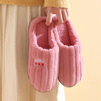 2021 Winter New Design Imitation Rabbit Fur Warm Hard-Wearing Women House Indoor Shoes female fur slippers
