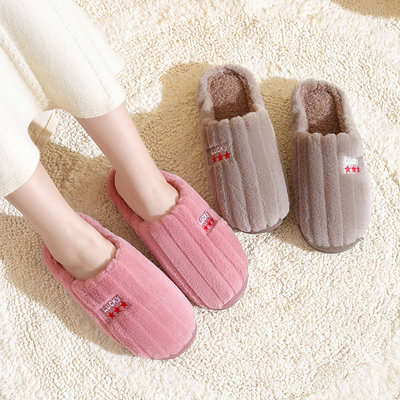 2021 Winter New Design Imitation Rabbit Fur Warm Hard-Wearing Women House Indoor Shoes female fur slippers