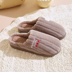 2021 Winter New Design Imitation Rabbit Fur Warm Hard-Wearing Women House Indoor Shoes female fur slippers