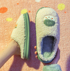 Wholesale Autumn Winter Couple Style Slippers Cute Cartoon Plush Upper Anti-slip Warm Home Indoor Shoes in stock