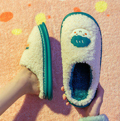 Wholesale Autumn Winter Couple Style Slippers Cute Cartoon Plush Upper Anti-slip Warm Home Indoor Shoes in stock