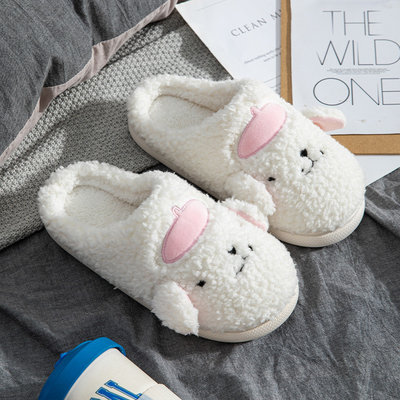 New custom comfortable and beautiful Women shoes cute delicate plush fabric pvc material sole Thermal couple slippers