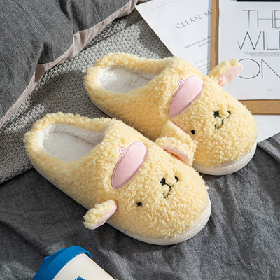 New custom comfortable and beautiful Women shoes cute delicate plush fabric pvc material sole Thermal couple slippers
