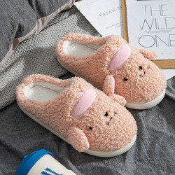 New custom comfortable and beautiful Women shoes cute delicate plush fabric pvc material sole Thermal couple slippers