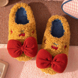 Wholesale Bowknot Men and Women Home Plush Slipper Winter Warm PVC House Indoor Slipper in stock
