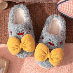 Wholesale Bowknot Men and Women Home Plush Slipper Winter Warm PVC House Indoor Slipper in stock