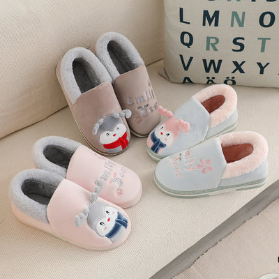 New design female winter closed toe slippers Wholesale Anti-slip plush warm cute cartoon style ladies house shoes