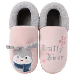 New design female winter closed toe slippers Wholesale Anti-slip plush warm cute cartoon style ladies house shoes
