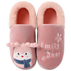 New design female winter closed toe slippers Wholesale Anti-slip plush warm cute cartoon style ladies house shoes