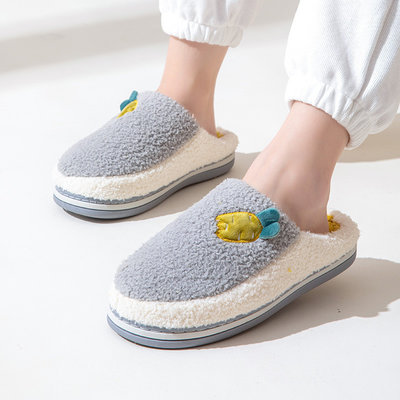 Wholesale Custom Thick Bottom Slippers Female Winter Cute Radish Shape Plush Warm Hight-Increasing Home Indoor Shoes