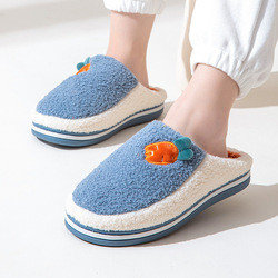 Wholesale Custom Thick Bottom Slippers Female Winter Cute Radish Shape Plush Warm Hight-Increasing Home Indoor Shoes