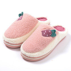 Wholesale Custom Thick Bottom Slippers Female Winter Cute Radish Shape Plush Warm Hight-Increasing Home Indoor Shoes
