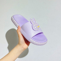 2021 summer couple's lovely rabbit slippers comfortable soft bottom non-slip house shoes lightweight casual shoes