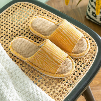 Wholesale Customized Good Quality Breathable Summer house Indoor Women Sandals Linen Open Toe Slippers