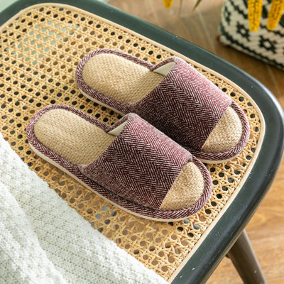 Wholesale Customized Good Quality Breathable Summer house Indoor Women Sandals Linen Open Toe Slippers