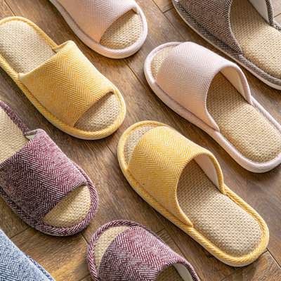 Wholesale Customized Good Quality Breathable Summer house Indoor Women Sandals Linen Open Toe Slippers