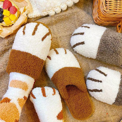 Factory direct sale can be customized OEM winter cute cat claw house shoes men and women house indoor warm slippers