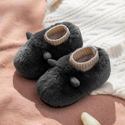 2021 New Design Children Cute Ox Horn Wrap heel Slippers Autumn Winter Warm Non-slip Soft Sole Home Indoor Shoe kids fur slipper