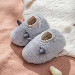 2021 New Design Children Cute Ox Horn Wrap heel Slippers Autumn Winter Warm Non-slip Soft Sole Home Indoor Shoe kids fur slipper