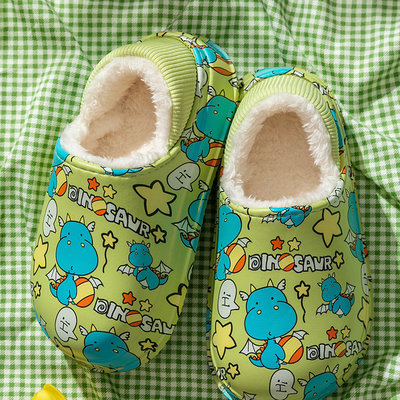 Wholesale Custom baby EVA Waterproof Upper Cute Cartoon Plush Warm Home Indoor Shoes Winter Children Slippers garden shoes