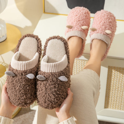 new Winter souple thick warm horns ladies cute Colorful house indoor slippers soft and comfortable closed toe for men