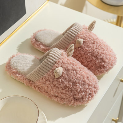 new Winter souple thick warm horns ladies cute Colorful house indoor slippers soft and comfortable closed toe for men
