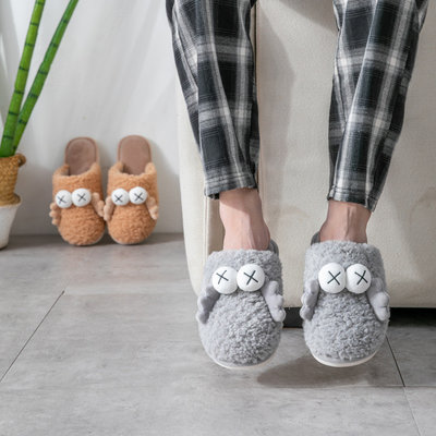 New design winter plush slippers boys girls house indoor slides sandal animal keep warm women and men home slipper