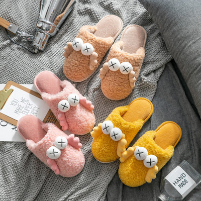 New design winter plush slippers boys girls house indoor slides sandal animal keep warm women and men home slipper