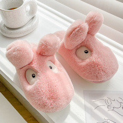 Non-slip slippers for men and women cute plush rabbit ears slippers house indoor soft bottom PVC home slippers