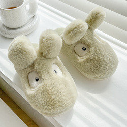 Non-slip slippers for men and women cute plush rabbit ears slippers house indoor soft bottom PVC home slippers