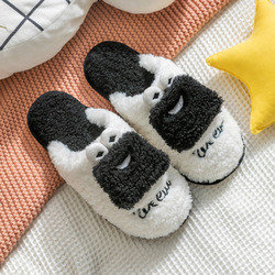 Women Winter lovely  Animal decoration fluffy Fur Warm house Indoor Soft Casual Shoes letter print Home Slipper ladies shoes
