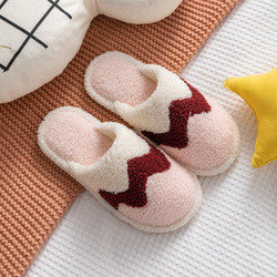 New design 2021 slippers women winter patchwork color thick soles comfortable slippers family couples warm non-slip house shoes