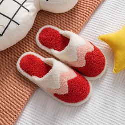 New design 2021 slippers women winter patchwork color thick soles comfortable slippers family couples warm non-slip house shoes