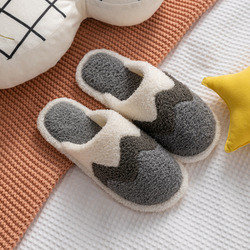 New design 2021 slippers women winter patchwork color thick soles comfortable slippers family couples warm non-slip house shoes