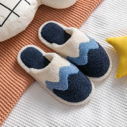 New design 2021 slippers women winter patchwork color thick soles comfortable slippers family couples warm non-slip house shoes