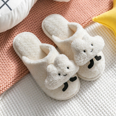 Hot sell Women Comfy Faux Fur House Slipper Scuff Memory Foam Slip on Sole Cartoon cloud ladies closed shoes