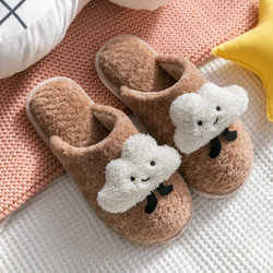 Hot sell Women Comfy Faux Fur House Slipper Scuff Memory Foam Slip on Sole Cartoon cloud ladies closed shoes