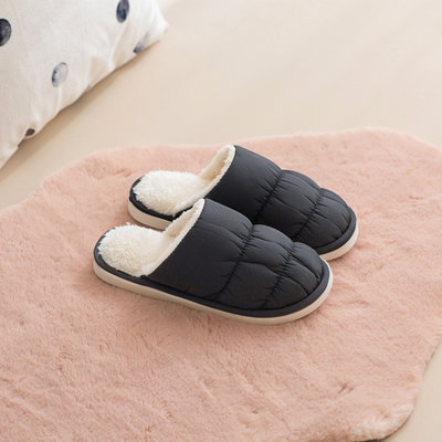Unisex good Fabric solid color Indoor Plush House Cotton Women Winter home Slipper in stock lining shoes female fur slippers