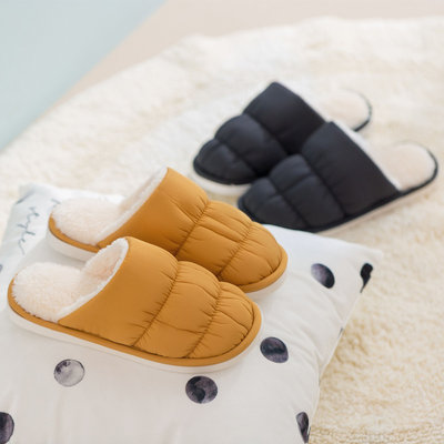 Unisex good Fabric solid color Indoor Plush House Cotton Women Winter home Slipper in stock lining shoes female fur slippers