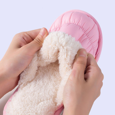 Unisex good Fabric solid color Indoor Plush House Cotton Women Winter home Slipper in stock lining shoes female fur slippers