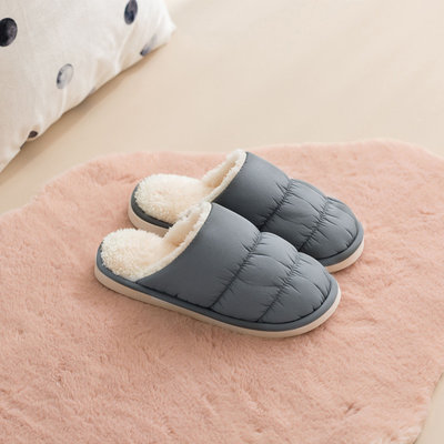Unisex good Fabric solid color Indoor Plush House Cotton Women Winter home Slipper in stock lining shoes female fur slippers