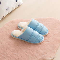Unisex good Fabric solid color Indoor Plush House Cotton Women Winter home Slipper in stock lining shoes female fur slippers