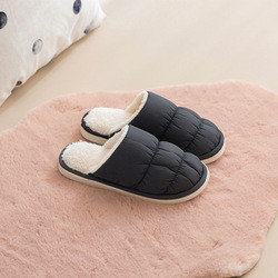 Unisex good Fabric solid color Indoor Plush House Cotton Women Winter home Slipper in stock lining shoes female fur slippers
