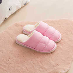 Unisex good Fabric solid color Indoor Plush House Cotton Women Winter home Slipper in stock lining shoes female fur slippers