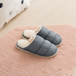 Unisex good Fabric solid color Indoor Plush House Cotton Women Winter home Slipper in stock lining shoes female fur slippers
