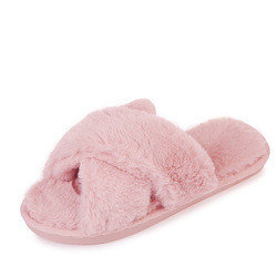Wholesale ladies house indoor and outdoor fashion pure color ladies open toe slipper fluffy winter ladies house shoes
